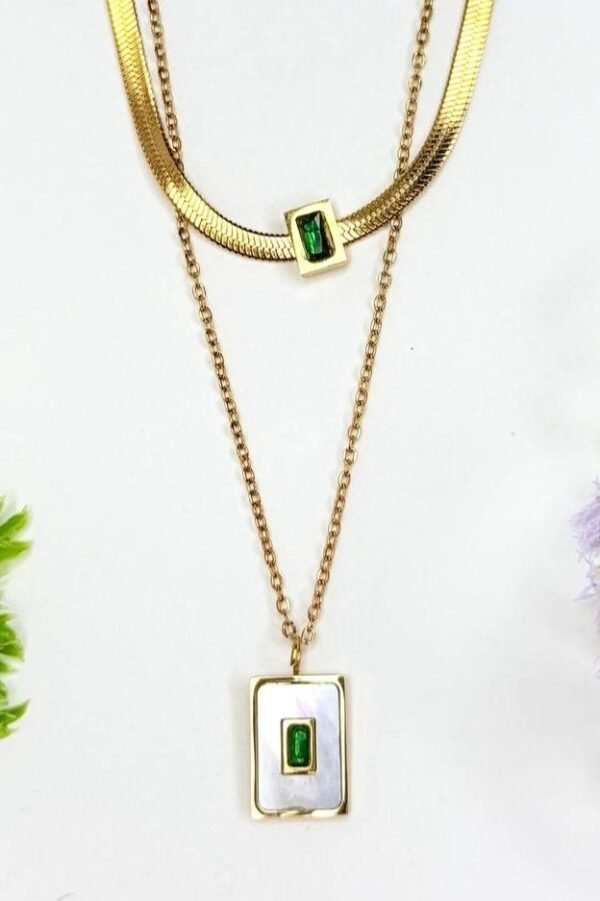 Layered Emerald Necklace - soneriva.com